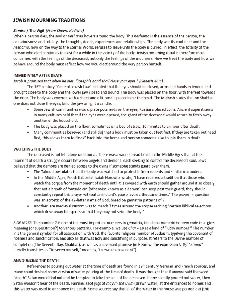 Jewish Mourning Traditions Text Torah Study | PDF | Jewish Eschatology ...