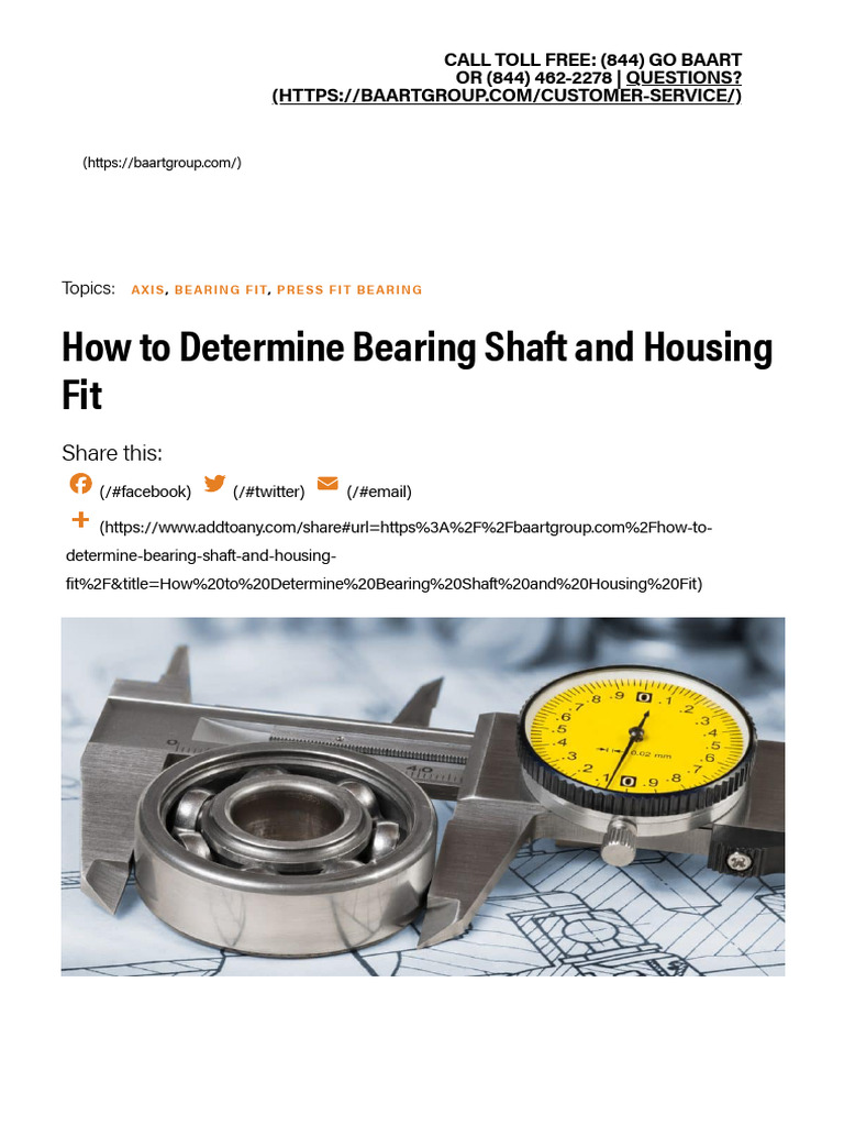 How To Determine Bearing Shaft and Housing Fit - Baart Group | PDF ...