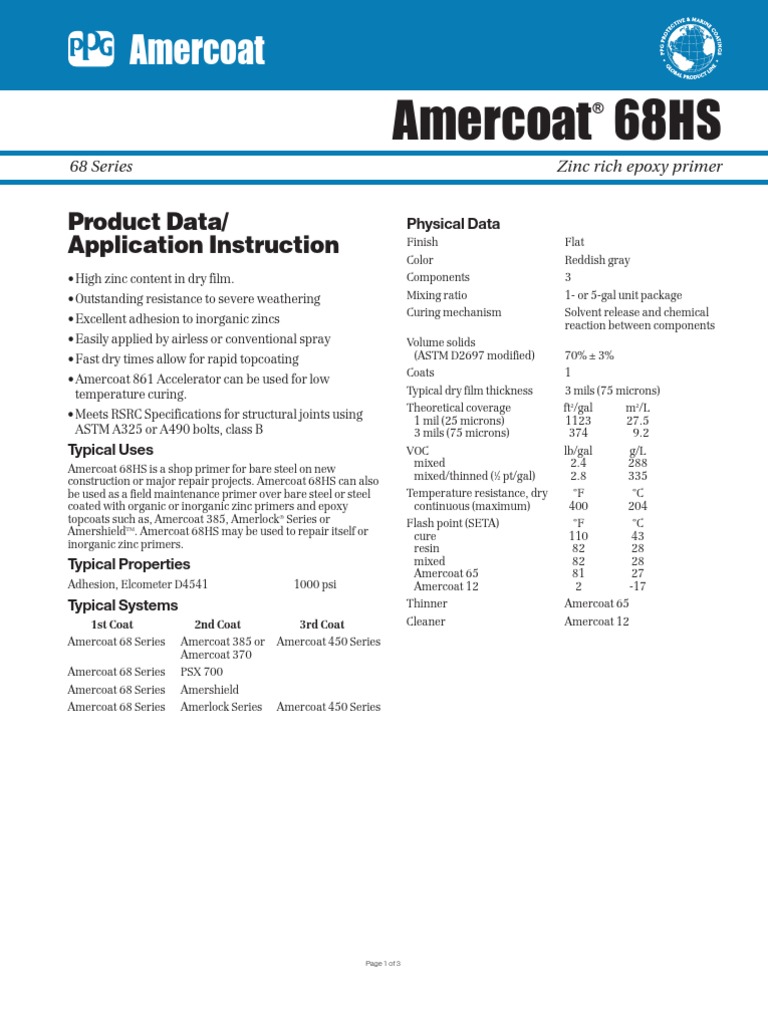 Amercoat 68s | PDF | Epoxy | Ventilation (Architecture)