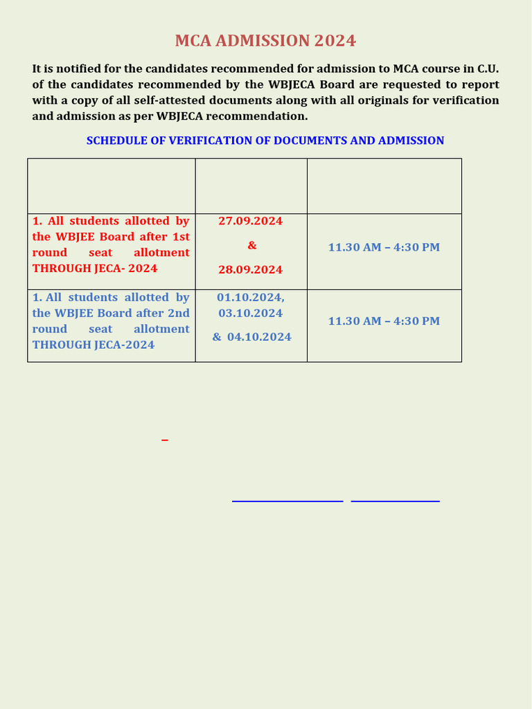 MCA Admission Guide 2024 | PDF