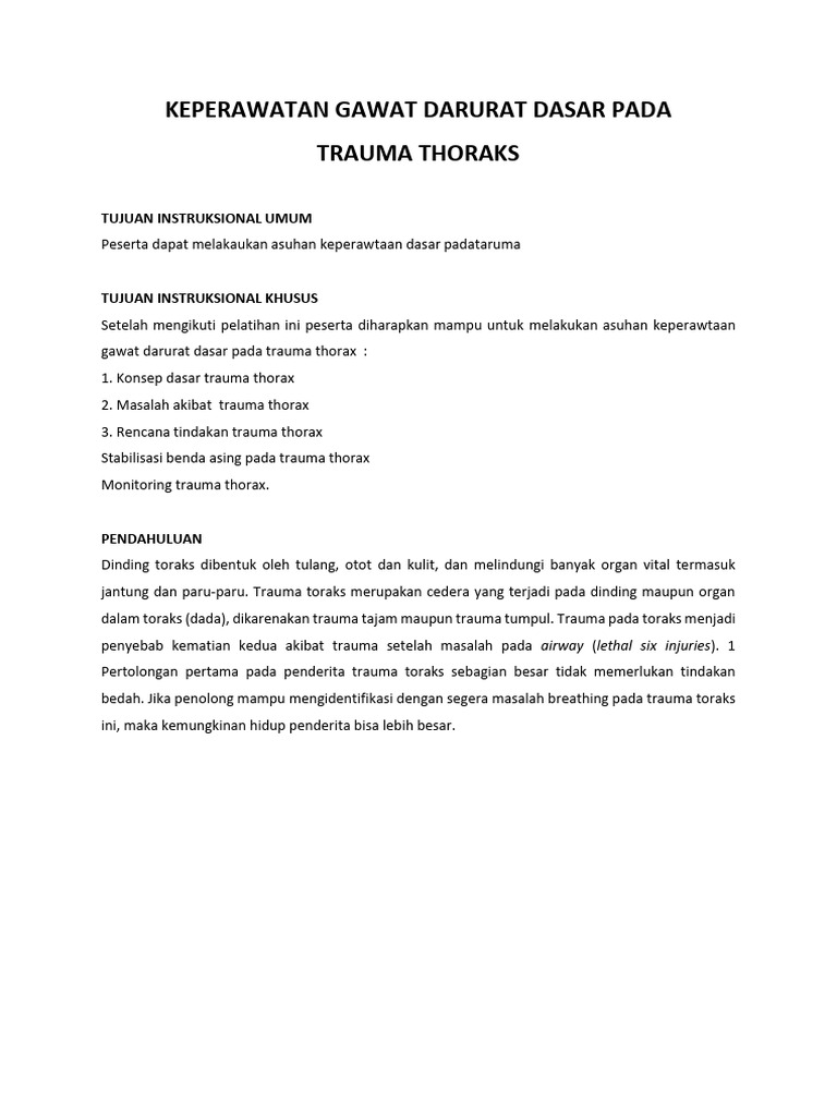 Trauma Thorax | PDF