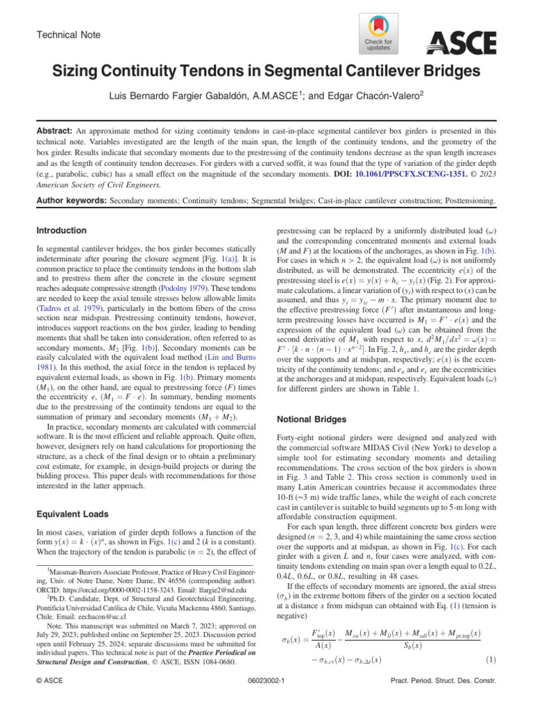 Sizing Continuity Tendons in Segmental Can | PDF | Prestressed Concrete ...