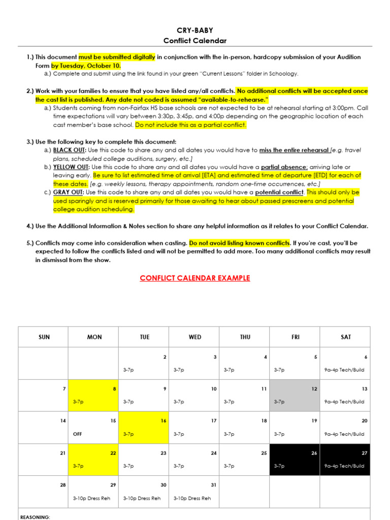 Jahlil Greene (Student) - Cry-Baby Conflict Calendar | PDF