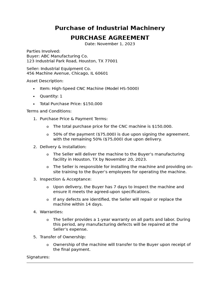 Purchase Agreement - Ppe 2 | PDF