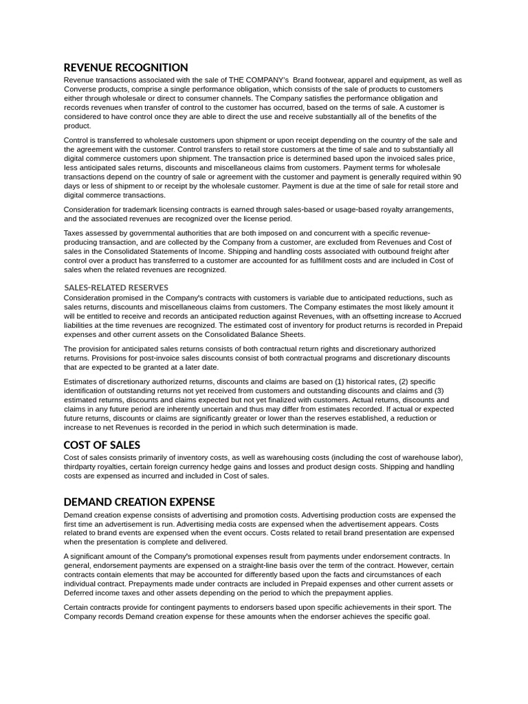 Nike - Accounting Policies | PDF | Fair Value | Deferred Tax