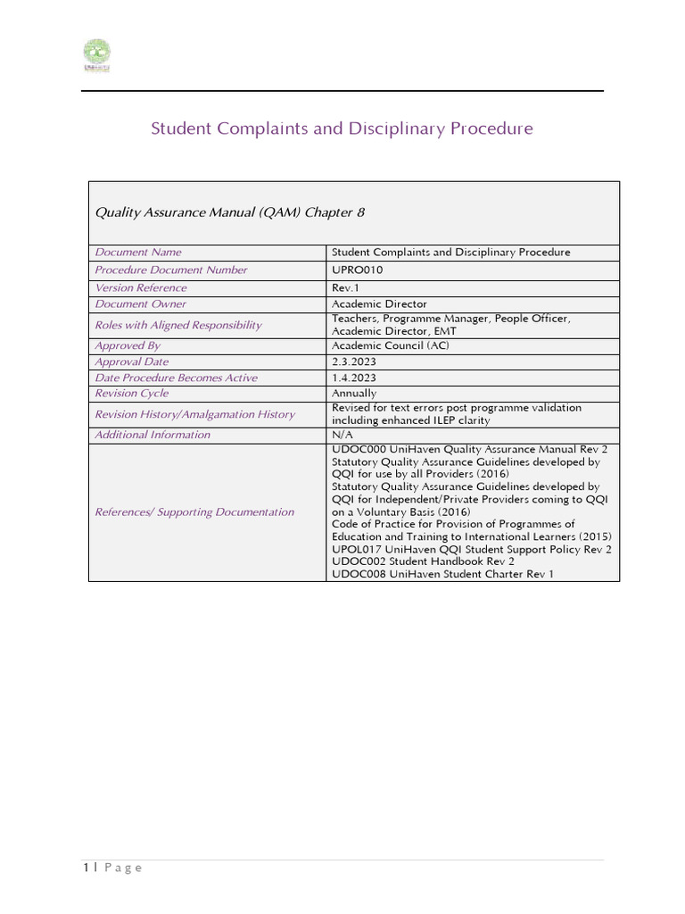 student_complaints_and_disciplinary_procedure | PDF | Complaint | Public Law