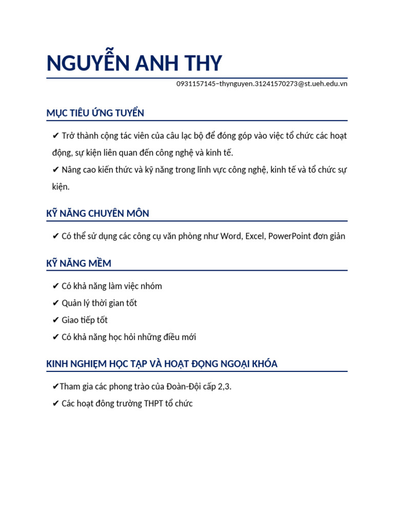 Bản Sao Của CV Template | PDF