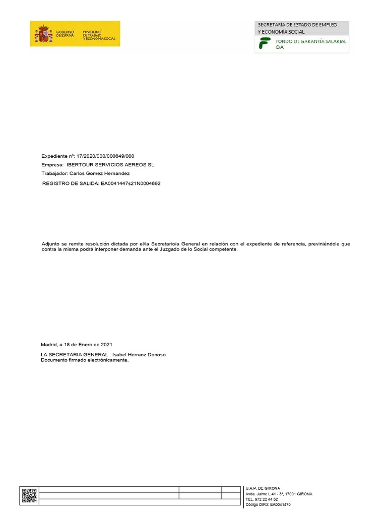 Resolucion completa fogasa | PDF | Salario | Gobierno