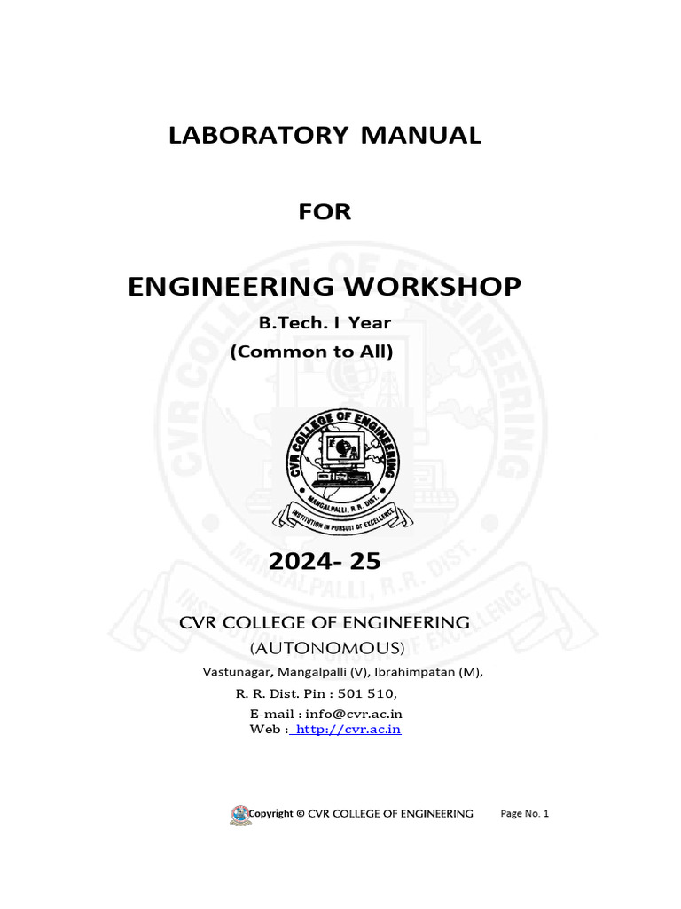 Engineering Workshop Manual 24 25updated | PDF | Sheet Metal | Casting