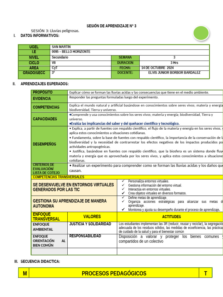C-3º Ses Act 2 - Cyt-U6 | PDF | Aprendizaje | Biodiversidad