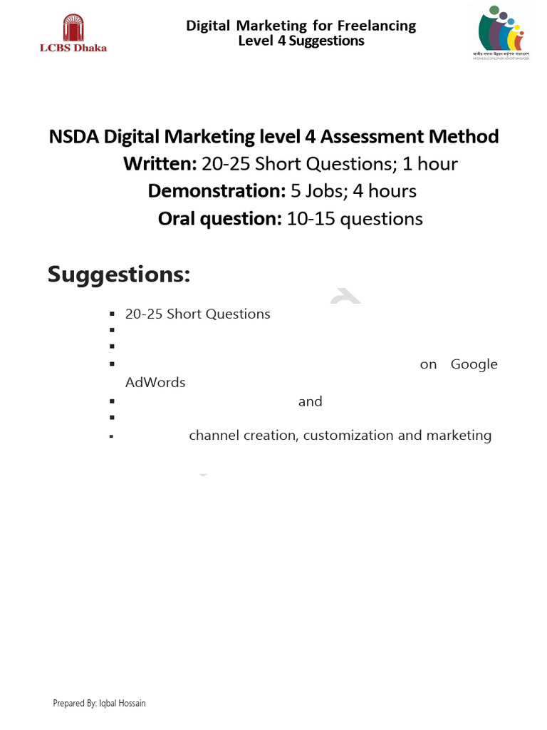 Suggestion - DMF-Level 4 (NSDA) | PDF | Search Engine Optimization | Digital Marketing