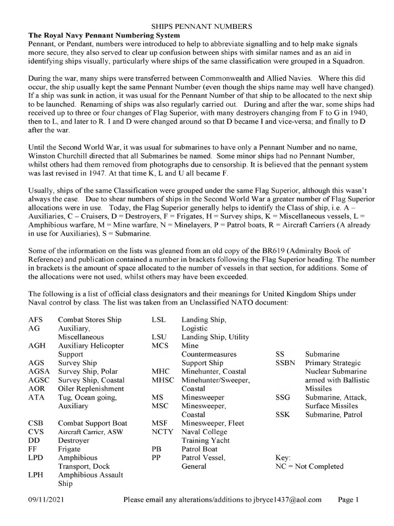 RN Pennant Numbers | PDF | Naval Warfare | Ships