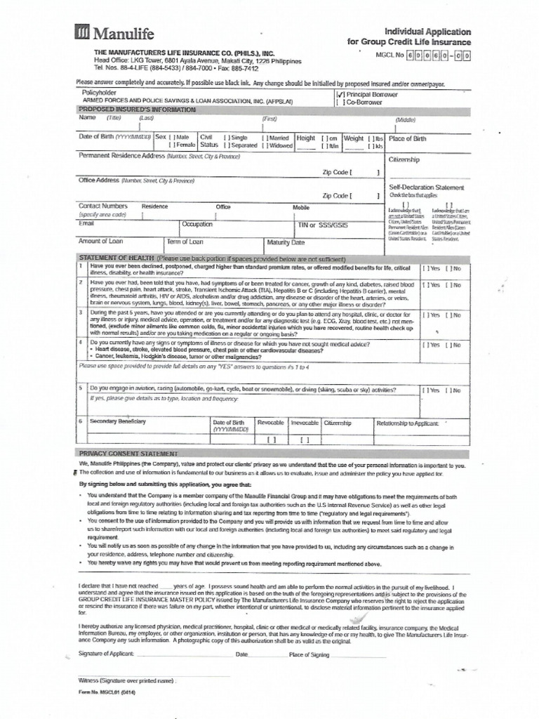 Manulife Form | PDF