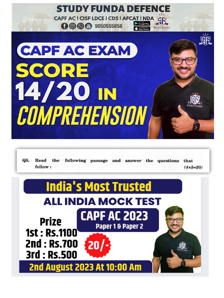 CAPF Comprehension 2023 | PDF | Reading Comprehension | Religious Faiths