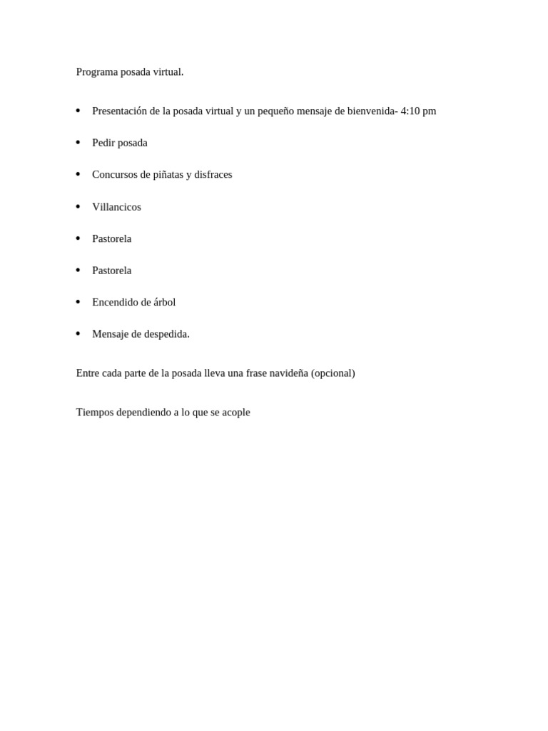 Programa Posada Virtual | PDF