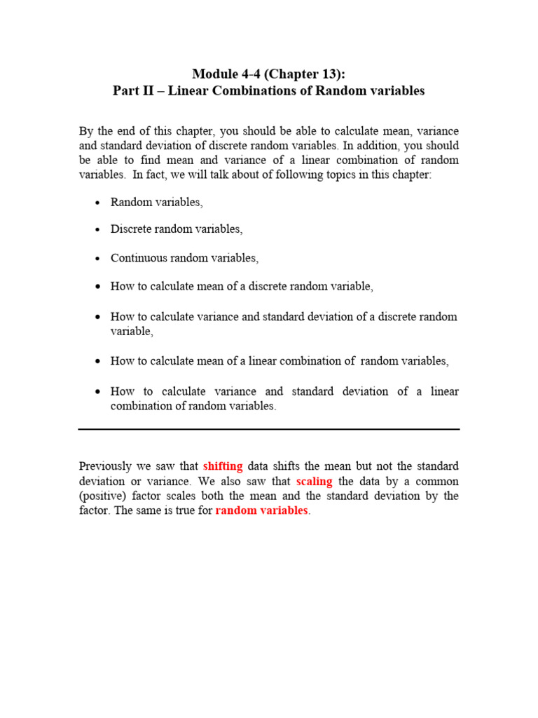 Lecture #13 - Module 4-4 | PDF | Variance | Standard Deviation