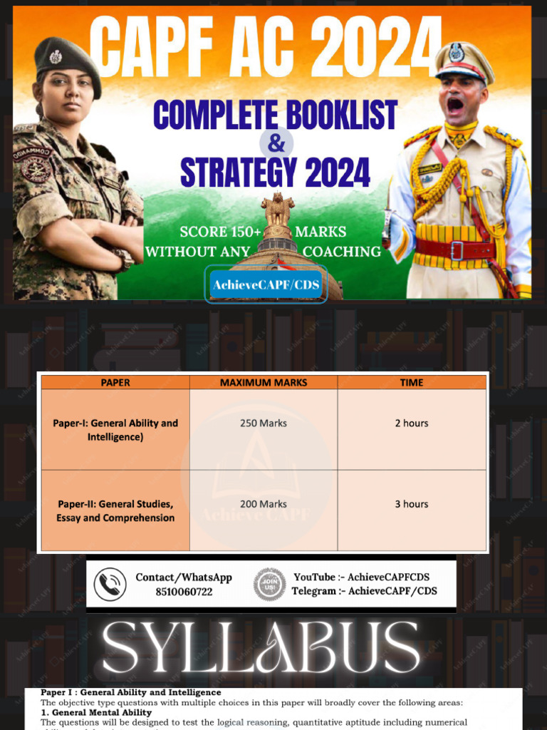 CAPF AC 2024 BOOKLIST & STRATEGY@AchieveCAPF | PDF | Government | Governance