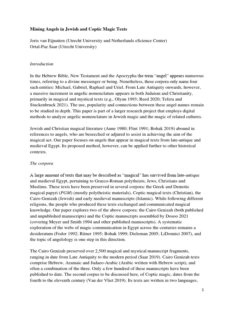 Mining Angels in Jewish and Coptic Magic | PDF | Angel | Hebrew Language