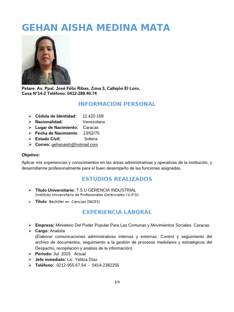 Curriculum Gehan | PDF | Crecimiento personal y profesional | Política