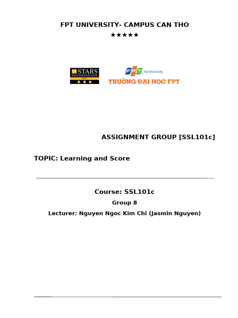 FINAL PROJECT - SSL101c - BA1804 - GROUP8 | PDF | Teachers | Learning