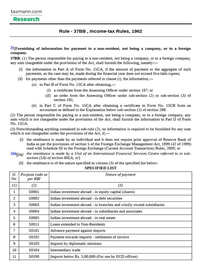2023 10 17T00 00 Rule 37BB Income Tax Rules 1962 Furnishing of Information For Payment To A Non ...