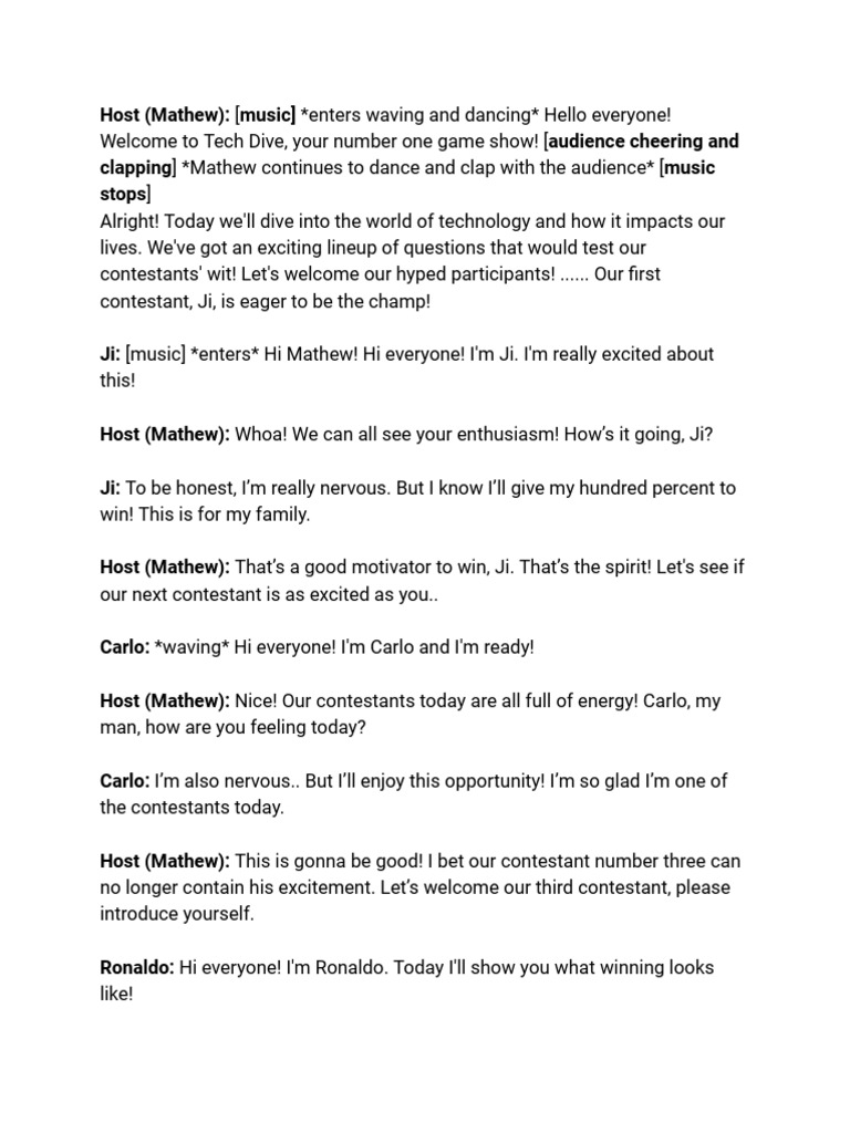 STS Game Show Script - Fin | PDF