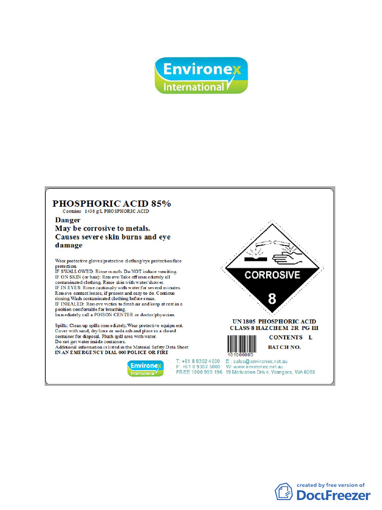 Phosphoric Acid 85 | PDF