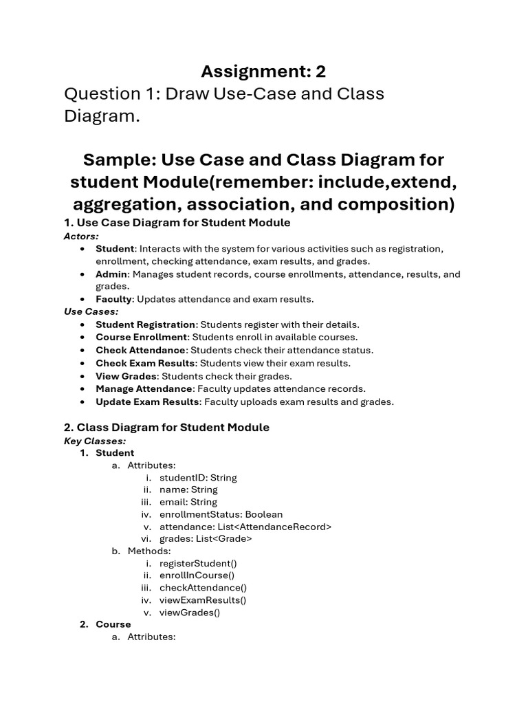 Assignment 2 Use Case and Class Diagram For Student Module | PDF | Computer Programming ...