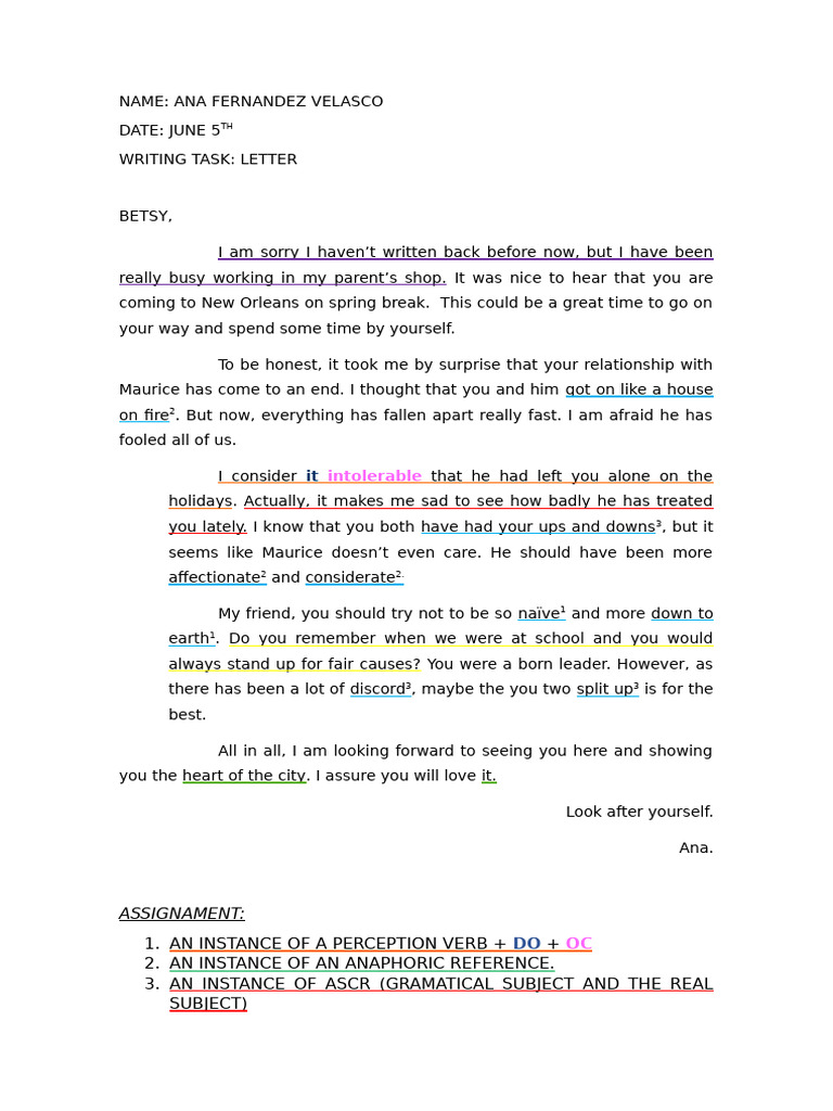 Writing Task Letter | PDF