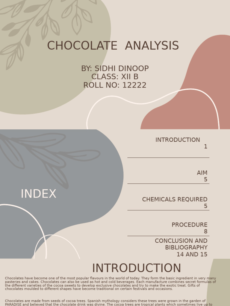 Chocolate Nutritional Analysis Report | PDF | Chocolate | Cocoa Bean