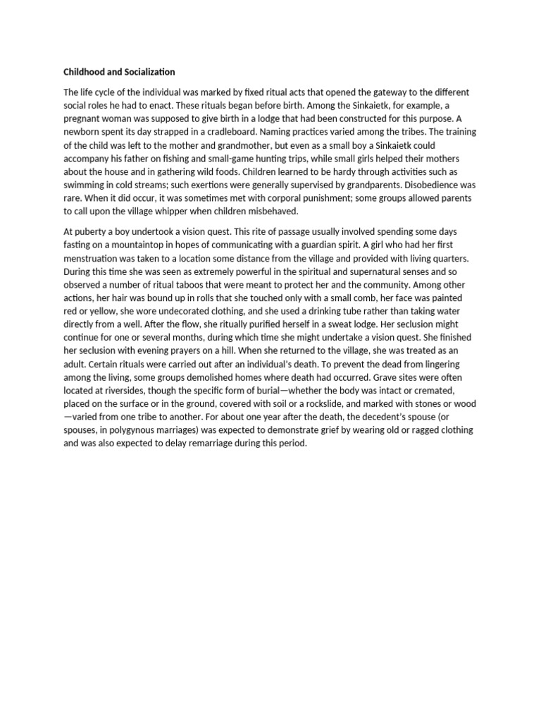 Childhood And Socialization Pdf Rituals