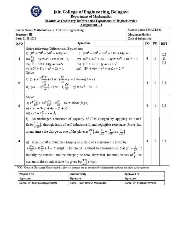 Assignment 1 | PDF | Capacitor | Differential Equations