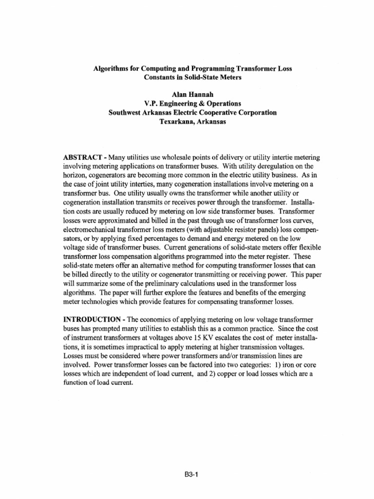 Transformer Loss Compensation Algorithms | PDF | Transformer | Electric ...