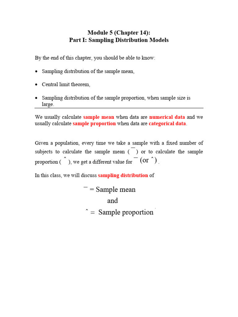 Sampling Distribution Models Explained | PDF | Standard Deviation ...