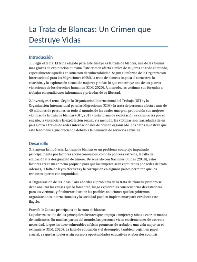 Trata De Blancas In English