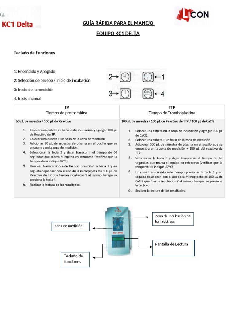Guía Rápida para El Manejo Del Equipo KC1 Delta | PDF | Ciencia y matemáticas
