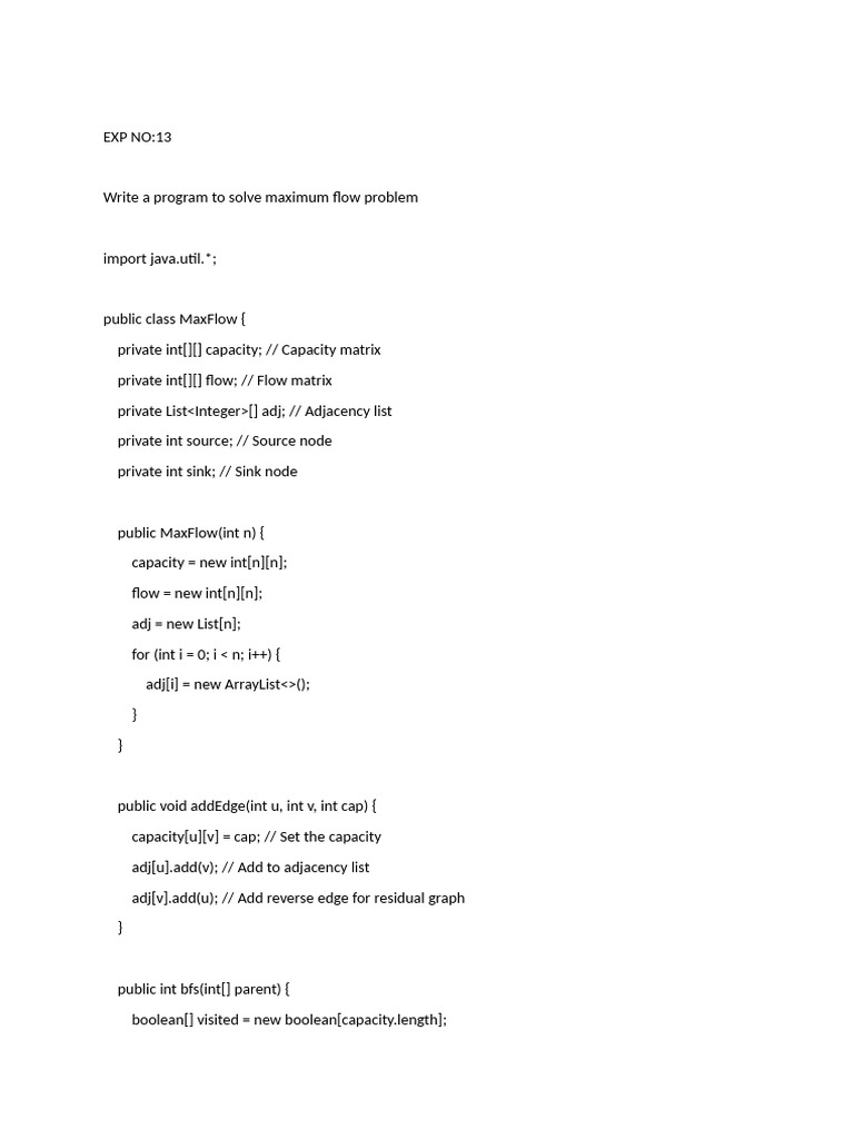 111523102208 MAX FLOW | PDF | Computational Problems | Discrete Mathematics