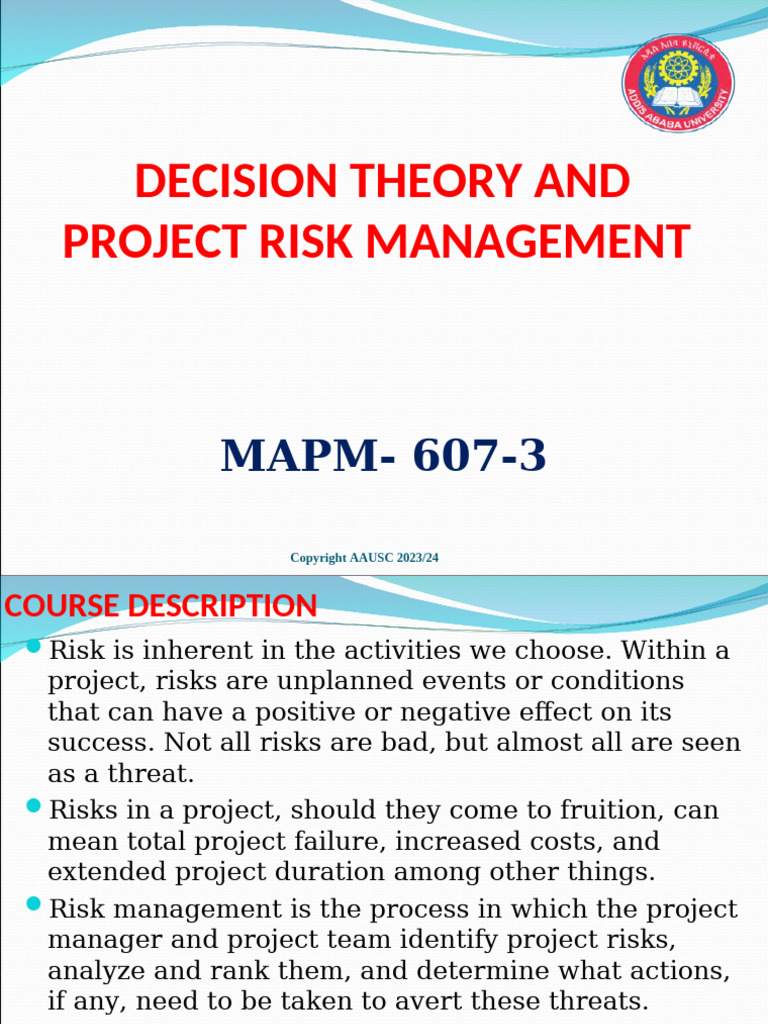 Ed-PPT - COURSE OUTLINE For Project Risk and Decision Making | PDF ...