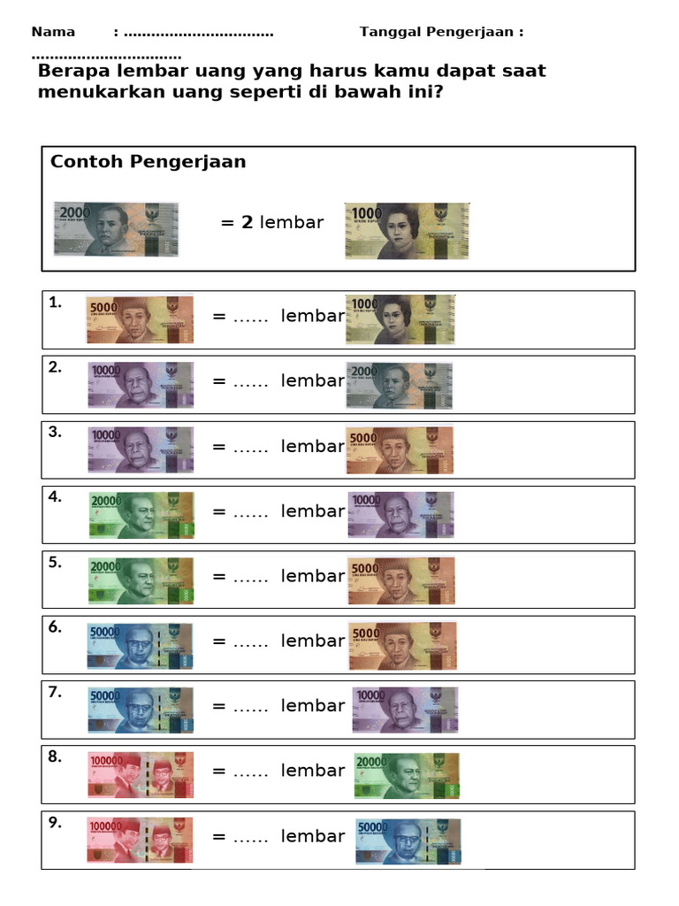 LKPD Mengenal Uang Kelas 1 SD | PDF | Olahraga & Rekreasi