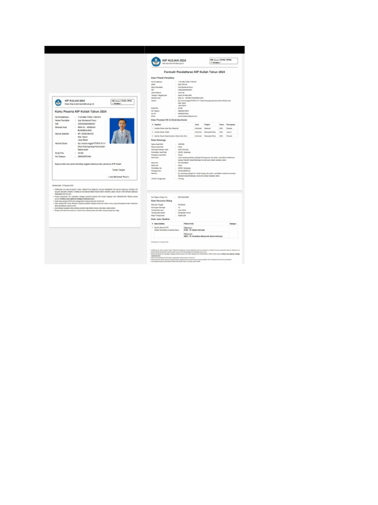 Kartu Peserta & Formulir Kip | PDF