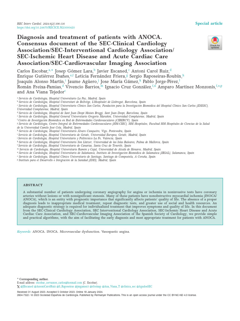 ANOCA 2024 | PDF | Coronary Artery Disease | Myocardial Infarction