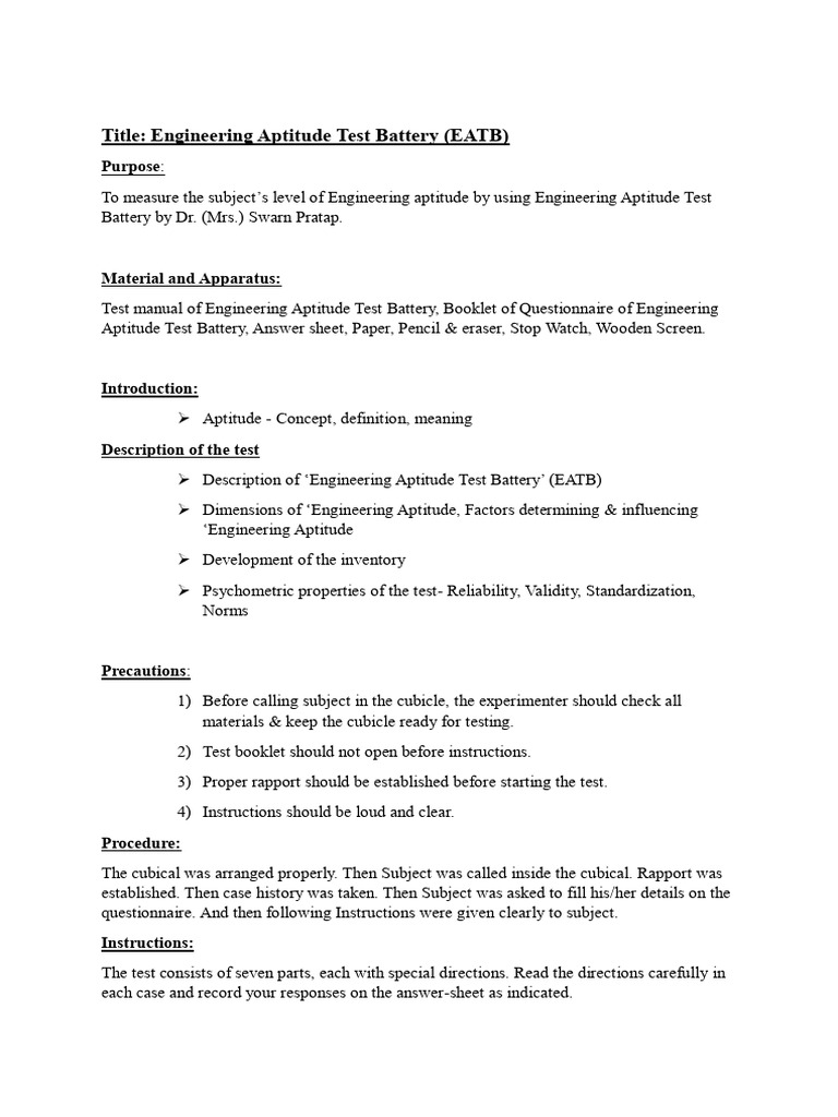 Engineering Aptitude Test Guide | PDF | Psychometrics | Science