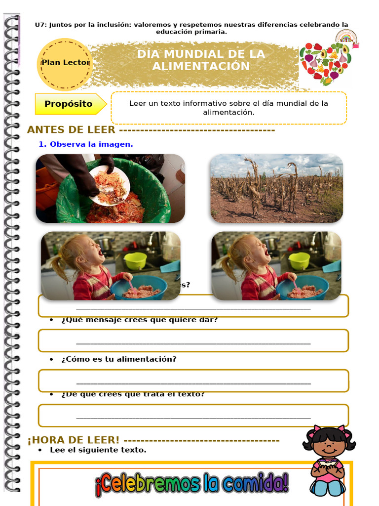 U7-Ficha-D4-Pl-Día Mundial de La Alimentación | PDF