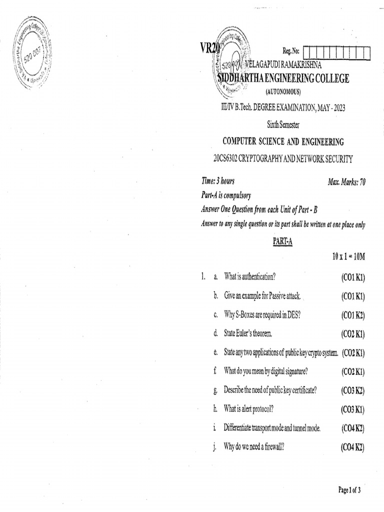 CNS old papers | PDF | Encryption | Public Key Cryptography