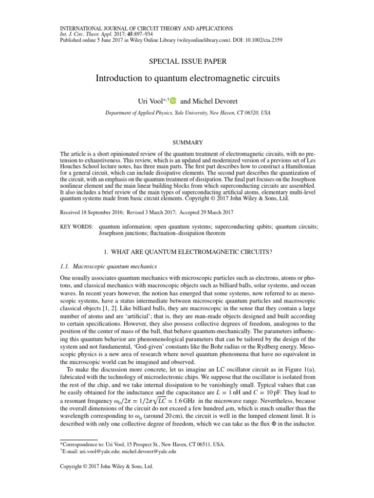 Introduction To Quantum Electromagnetic Circuits | PDF | Eigenvalues ...