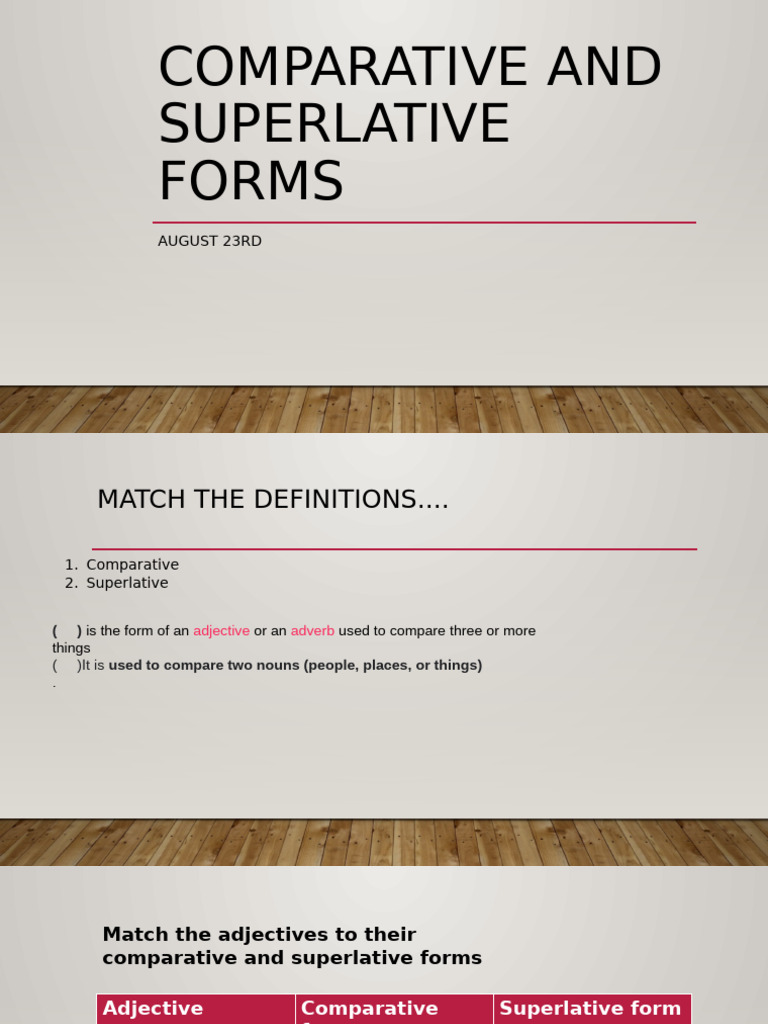 Comparative and Superlative Forms Grammar Drills Grammar Guides 137631 | PDF | Foreign Language ...