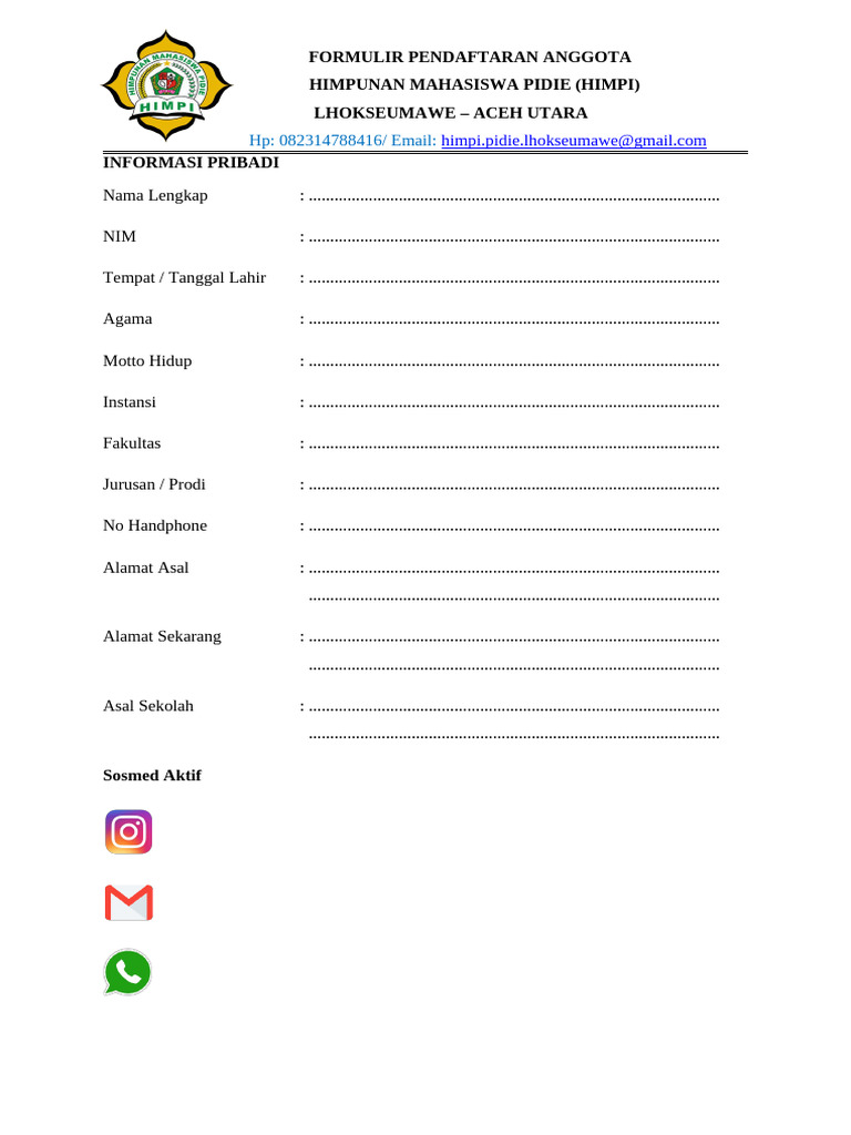 Formulir Himpi | PDF | Seni