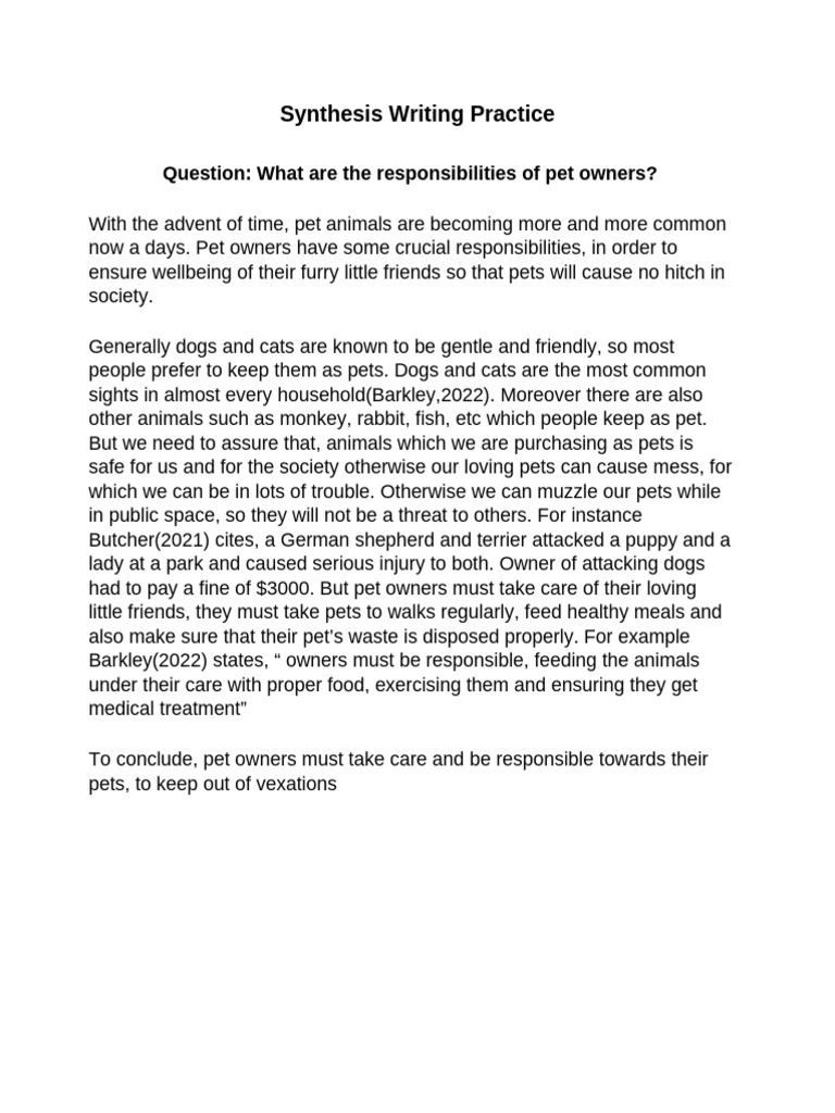 Synthesis Writing Practice | PDF