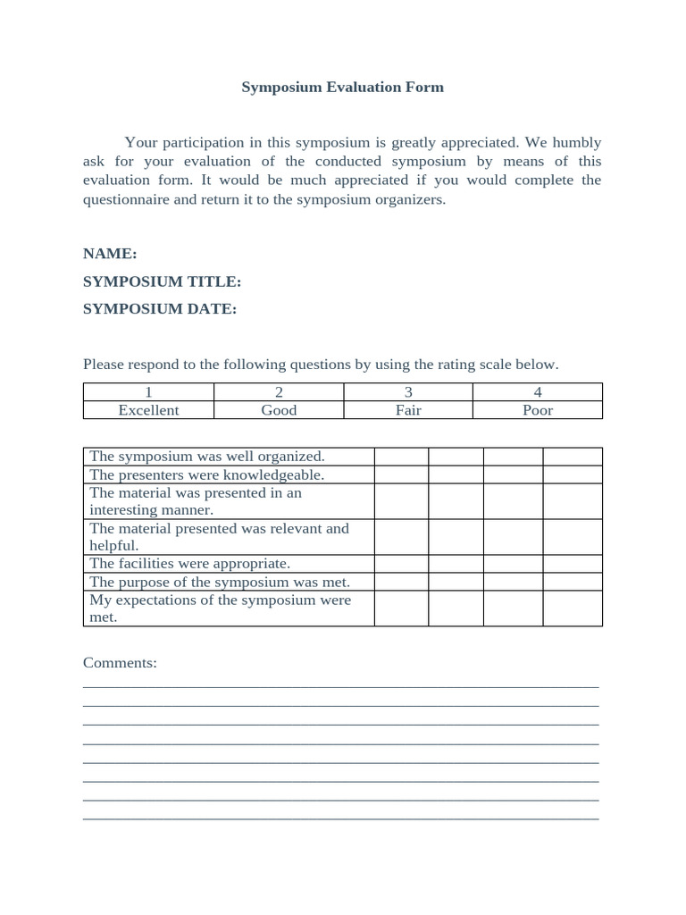 Symposium Feedback Evaluation Form | PDF