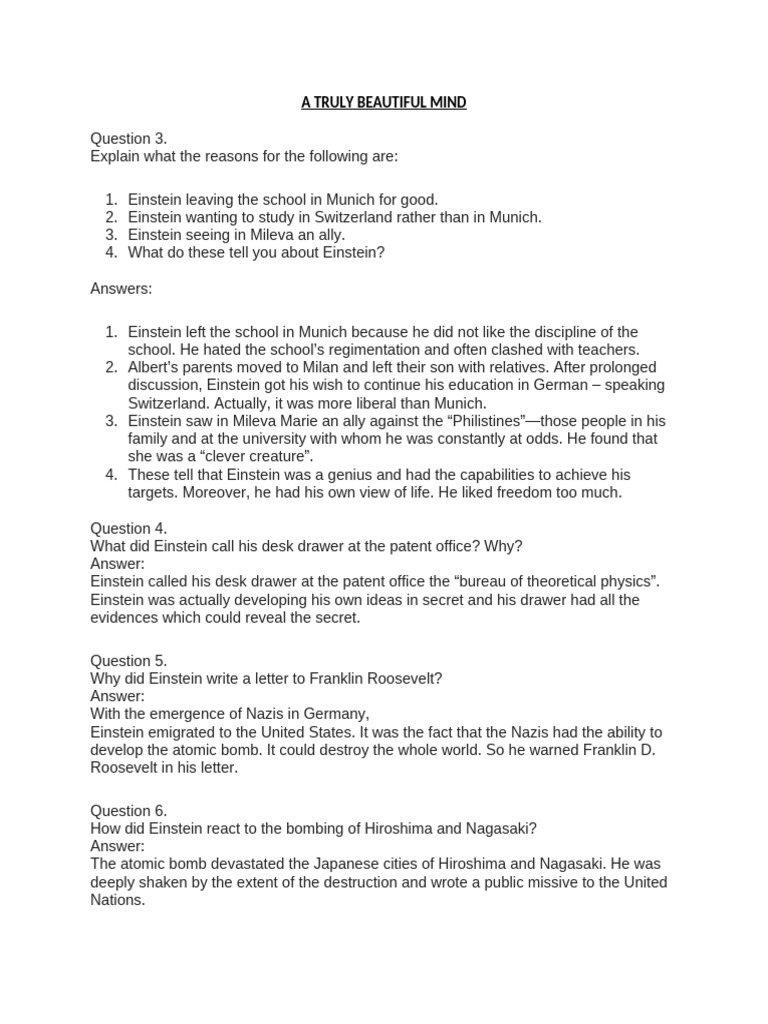 A Truly Beautiful Mind Q&a | PDF | Social Science | Philosophy